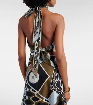 Emilio Pucci Occhi Halterneck Silk Twill Top