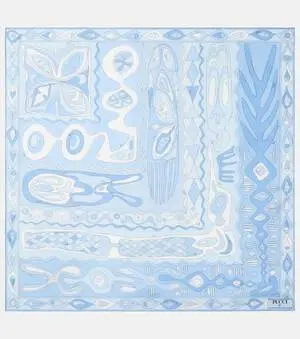 Emilio Pucci Angoli Silk Twill Scarf - Blue