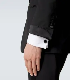 Giorgio Armani 925 Sterling Silver And Enamel Cufflinks - Black