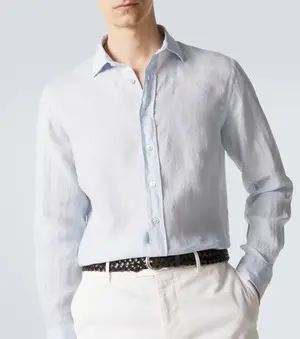 LARDINI Linen Shirt - Blue