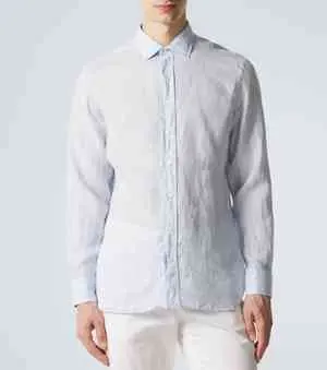 LARDINI Linen Shirt - Blue
