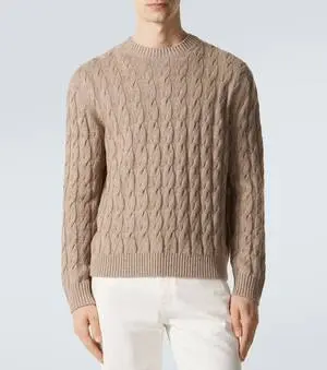 Zegna Cable-knit Linen, Cashmere, And Silk Sweater - Beige