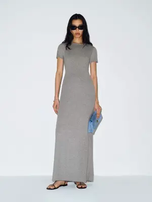 Women's Short Sleeve Knit Maxi Dresses
