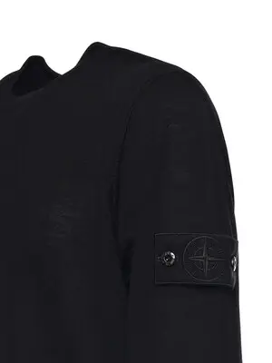 Stone Island Cotton Crew Neck Sweater With Logo Patch - Black