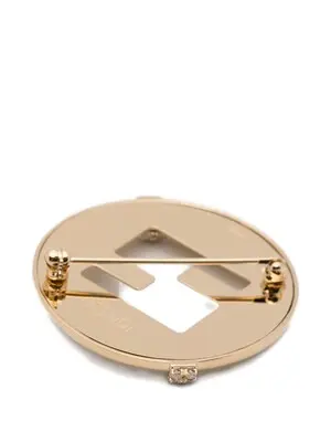 Fendi Ever Round Brooch - Gold
