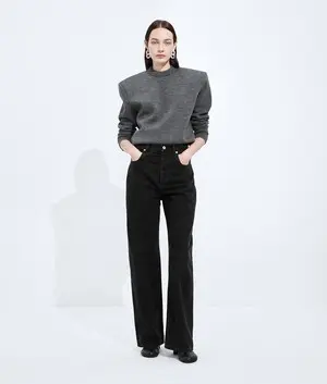 Bottega Veneta Faded Wide Leg Jeans - Black