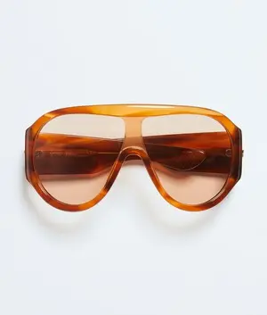 Bottega Veneta Scudo Shield Sunglasses - Havana/brown