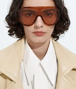 Bottega Veneta Scudo Shield Sunglasses - Havana/brown