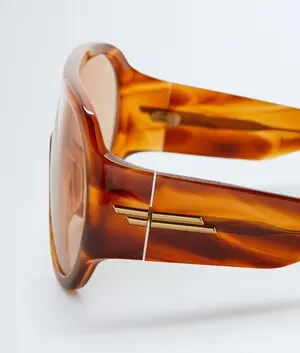 Bottega Veneta Scudo Shield Sunglasses - Havana/brown