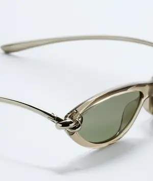 Bottega Veneta Knot Cat Eye Sunglasses - Beige/green