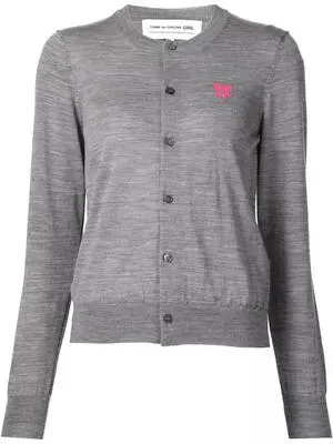 Comme Des Garçons Wool Cardigan With Ribbon Detail - Grey