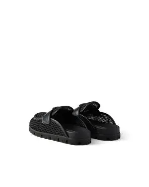 Prada Mesh Fabric Mules - Black