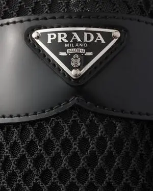 Prada Mesh Fabric Mules - Black