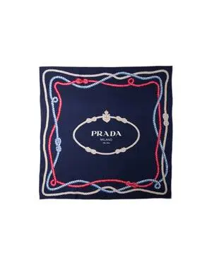 Prada Printed Silk Twill Scarf 90 - Blue