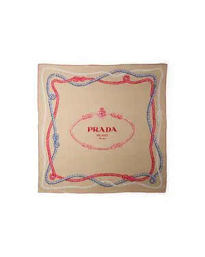 Prada Printed Silk Twill Scarf 90 - Brown
