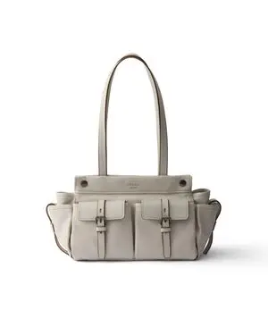 Prada Medium Leather Tote Bag - Neutral