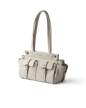 Prada Medium Leather Tote Bag - Neutral