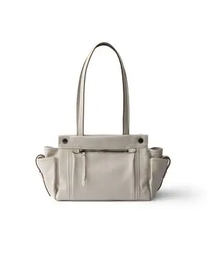 Prada Medium Leather Tote Bag - Neutral