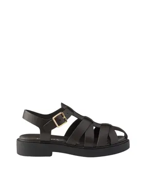Prada Leather Fisherman Sandals - Brown