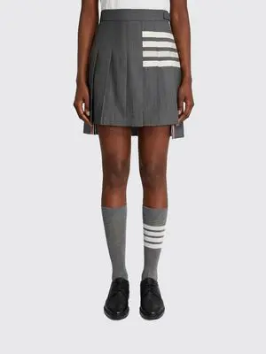 Thom Browne Pleated Skirt With Signature Stripes - Grey