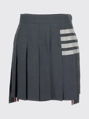 Thom Browne Pleated Wool Mini Skirt With 4-bar Detail - Grey