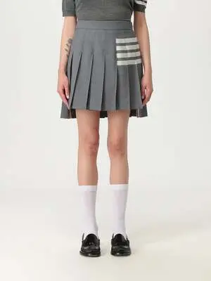 Thom Browne Pleated Wool Mini Skirt - Grey