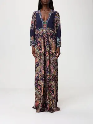 Etro Long Silk Dress With Paisley Print - Multicolor