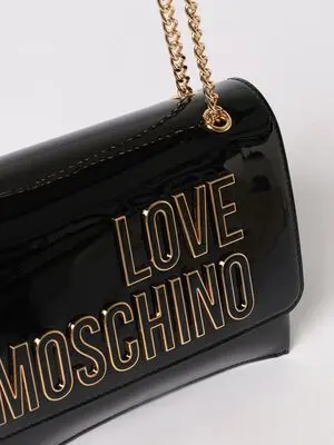 Moschino Patent Leather Logo Shoulder Bag