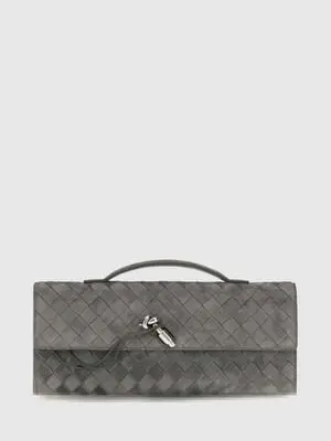Bottega Veneta Bottega Veneta Andiamo Intrecciato Suede Leather Clutch Grey