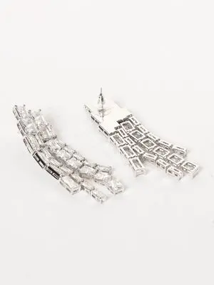SELF-PORTRAIT Dangle Crystal Earrings - Silver