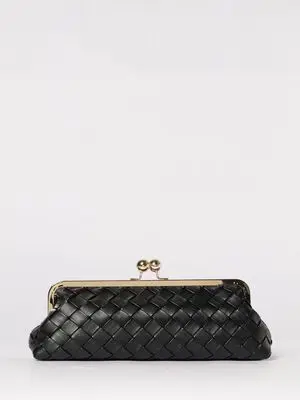 TWINSET Woven Clutch With Gold Tone Clasp - Black
