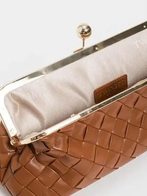 TWINSET Twinset Woven Faux Leather Evening Clutch With Buckle Detail Leather