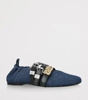 GANNI Denim Ballerina Flats - Blue