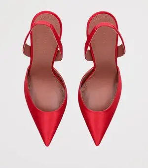 Amina Muaddi Holli Slingback Pumps - Red