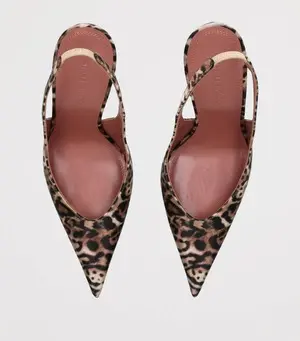Amina Muaddi Anok Slingback Heels - Brown