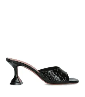 Amina Muaddi Lupita 70 Croc-embossed Leather Mules