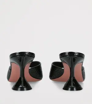 Amina Muaddi Lupita 70 Croc-embossed Leather Mules