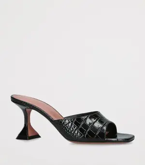 Amina Muaddi Lupita 70 Croc-embossed Leather Mules