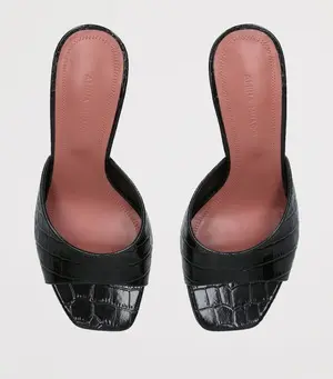 Amina Muaddi Lupita 70 Croc-embossed Leather Mules