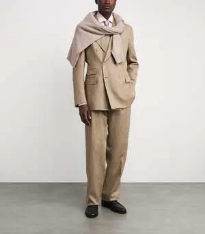 Ralph Lauren Purple Label Linen-cotton-silk Double-breasted Blazer