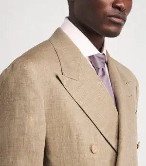 Ralph Lauren Purple Label Linen-cotton-silk Double-breasted Blazer
