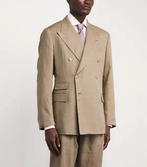 Ralph Lauren Purple Label Linen-cotton-silk Double-breasted Blazer
