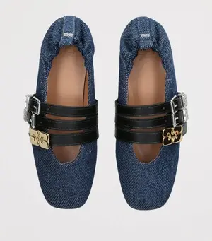 GANNI Denim Ballerina Flats