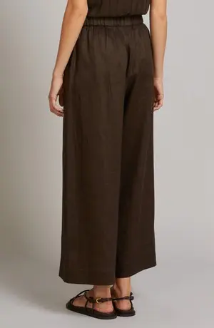 MM BY MAX MARA Canneti Wide-leg Linen Pants - Dark Brown
