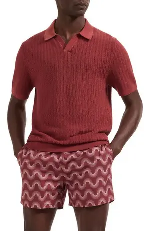 Bugatchi Cruz Print Swim Trunks - Rio Red
