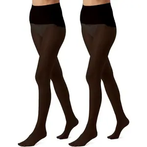 MEMOI Crystal Sheer Tights 2 Pack - Black