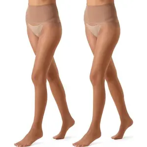 MEMOI Crystal Sheer Tights 2 Pack - Nude