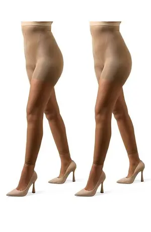MEMOI 2-pack High Waist Super Footless Shaper Tights - Honey