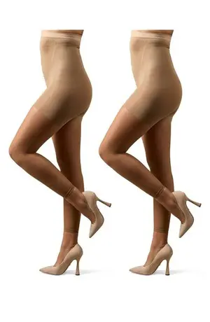 MEMOI 2-pack High Waist Super Footless Shaper Tights - Honey
