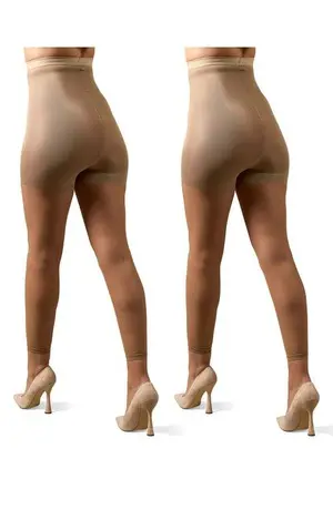 MEMOI 2-pack High Waist Super Footless Shaper Tights - Honey